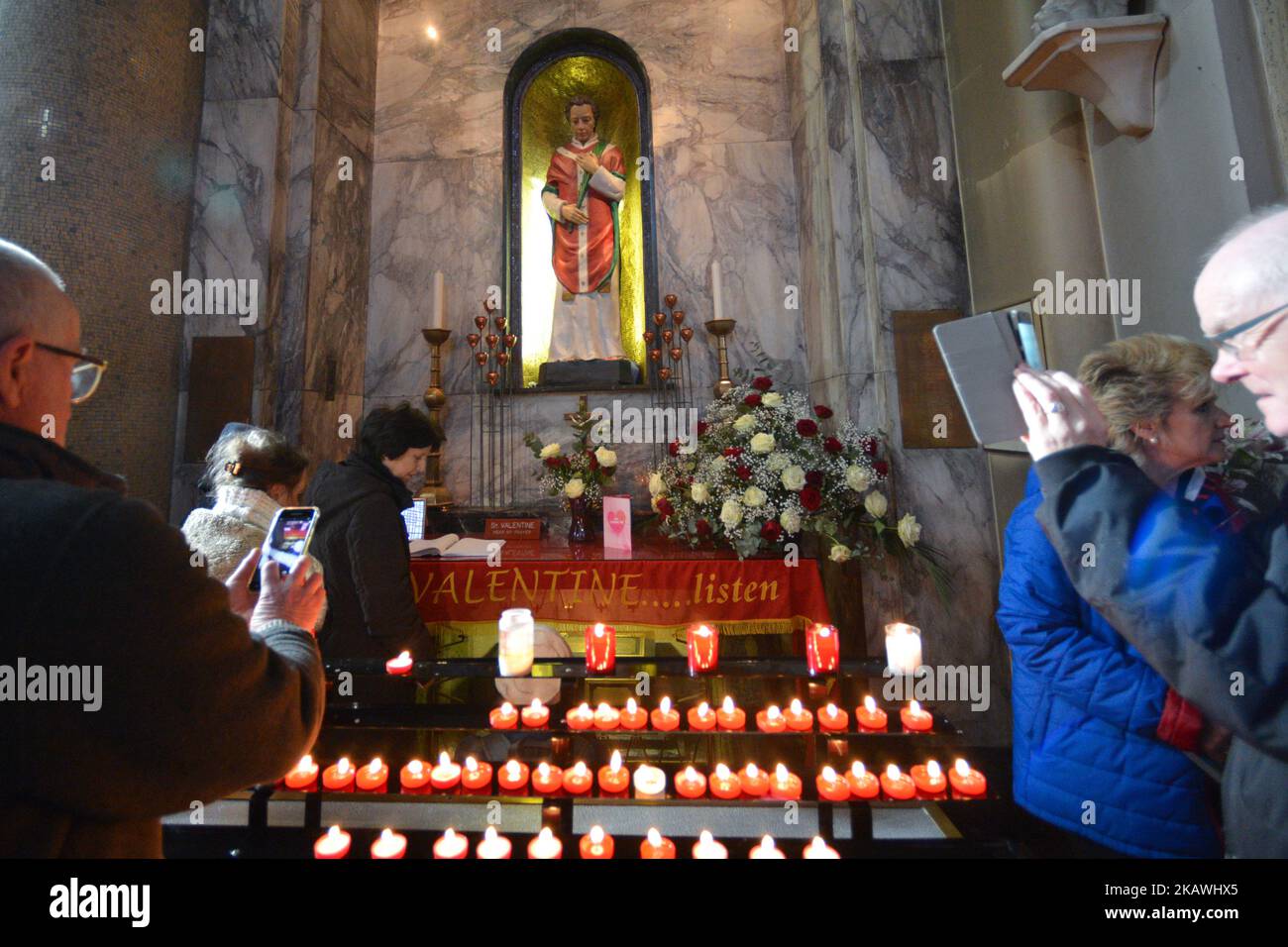 People visit the chapel with the statue of patron saint of love, St ...