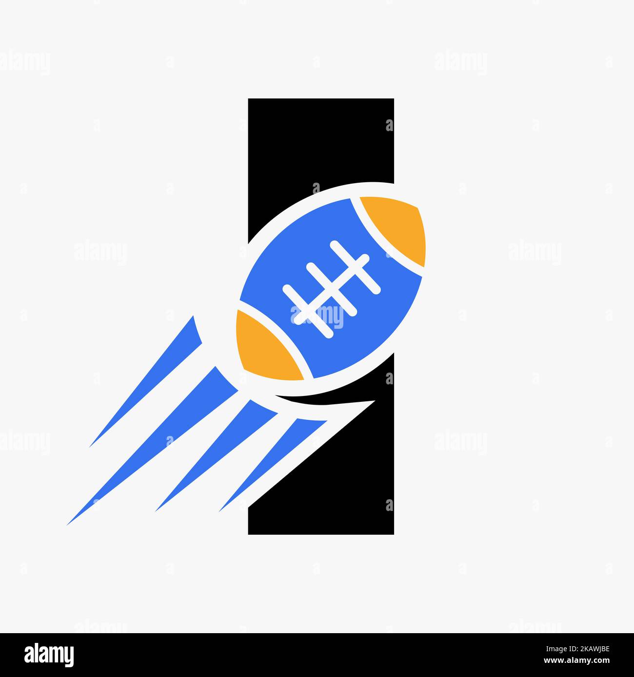 Letter I Rugby Logo Concept With Moving Rugby Ball Icon. Rugby Sports ...
