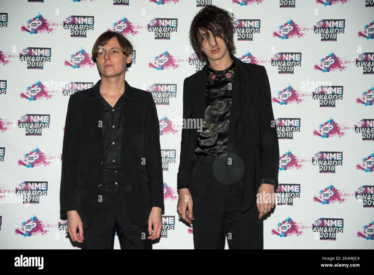 Rhys Webb (L) and Faris Badwan of The Horrors the VO5 NME Awards held ...
