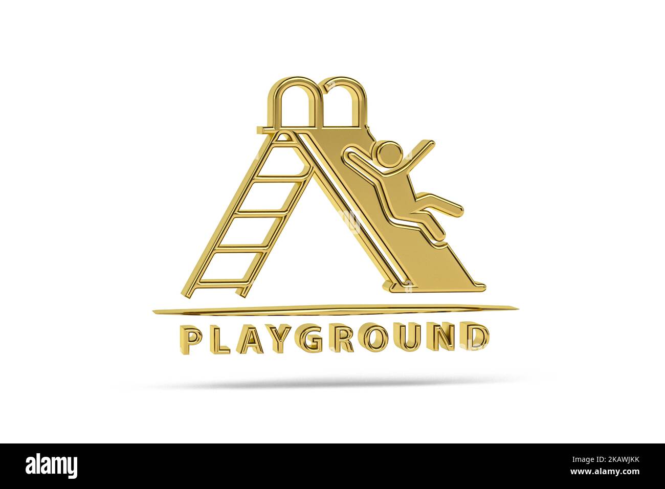 Golden 3d playground icon isolated on white background - 3d render ...