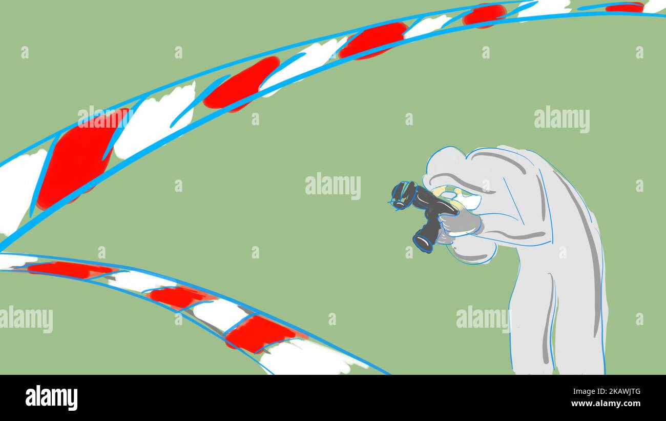 Flat illustration. Murder investigation. Forensic scientist on a tape ...