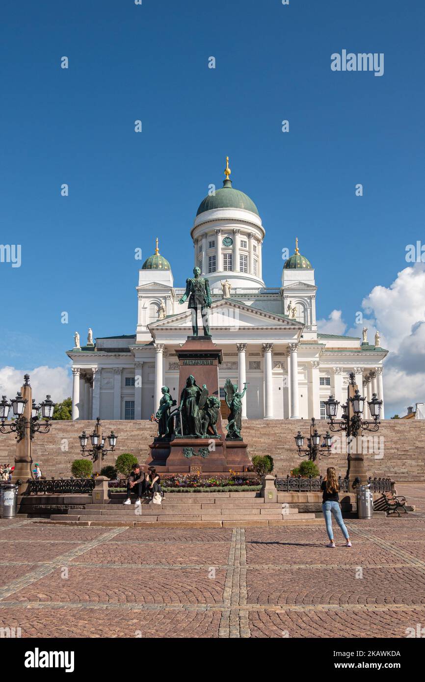 Helsinki, Finland - July 19, 2022: Portrait, Statue of Tsar Alexander ...