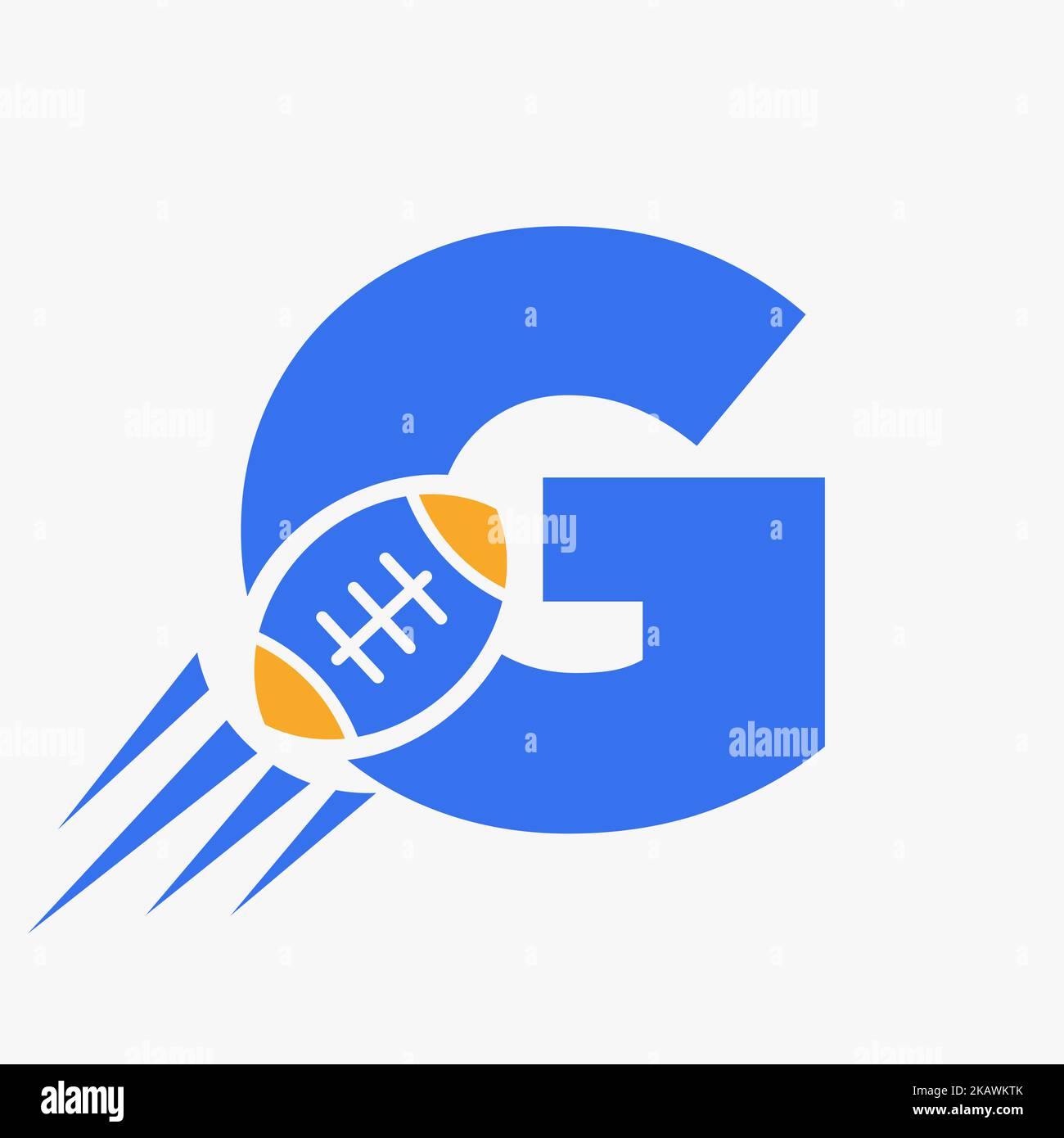 Letter G Rugby Logo Concept With Moving Rugby Ball Icon. Rugby Sports ...