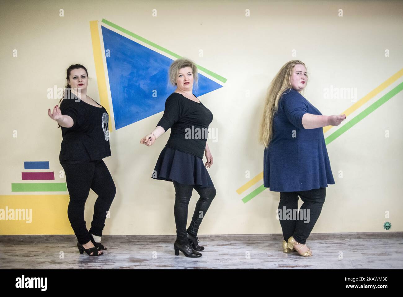 Dancing lesson at the Big Size Dance school in Kiev, Ukraine, on ...