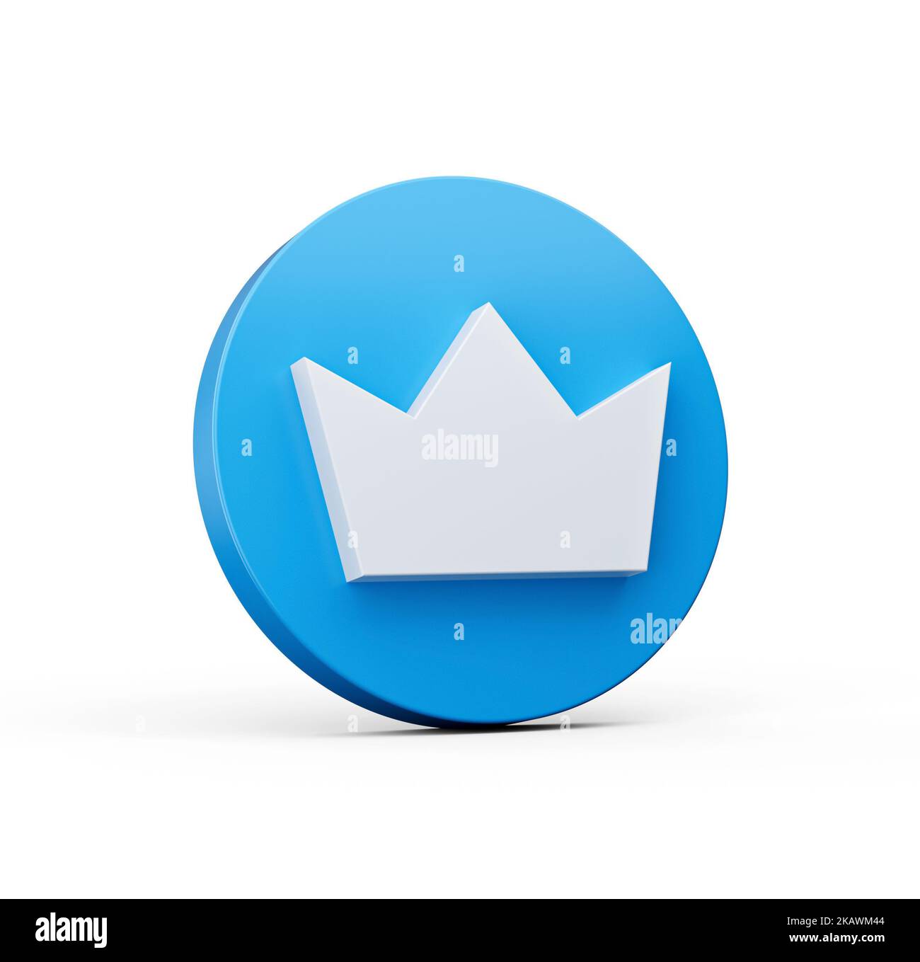 Crown icon 3d isolated on white background. Blue Round shape Web Design ...