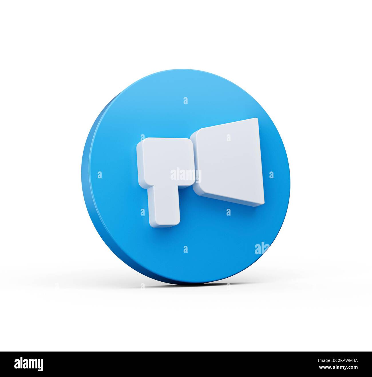 Megaphone icon 3d isolated on white background. Blue Round shape Web ...