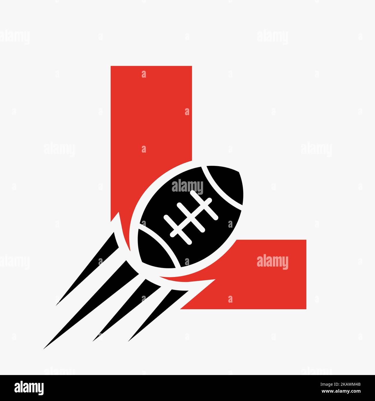 Letter L Rugby Logo Concept With Moving Rugby Ball Icon. Rugby Sports ...