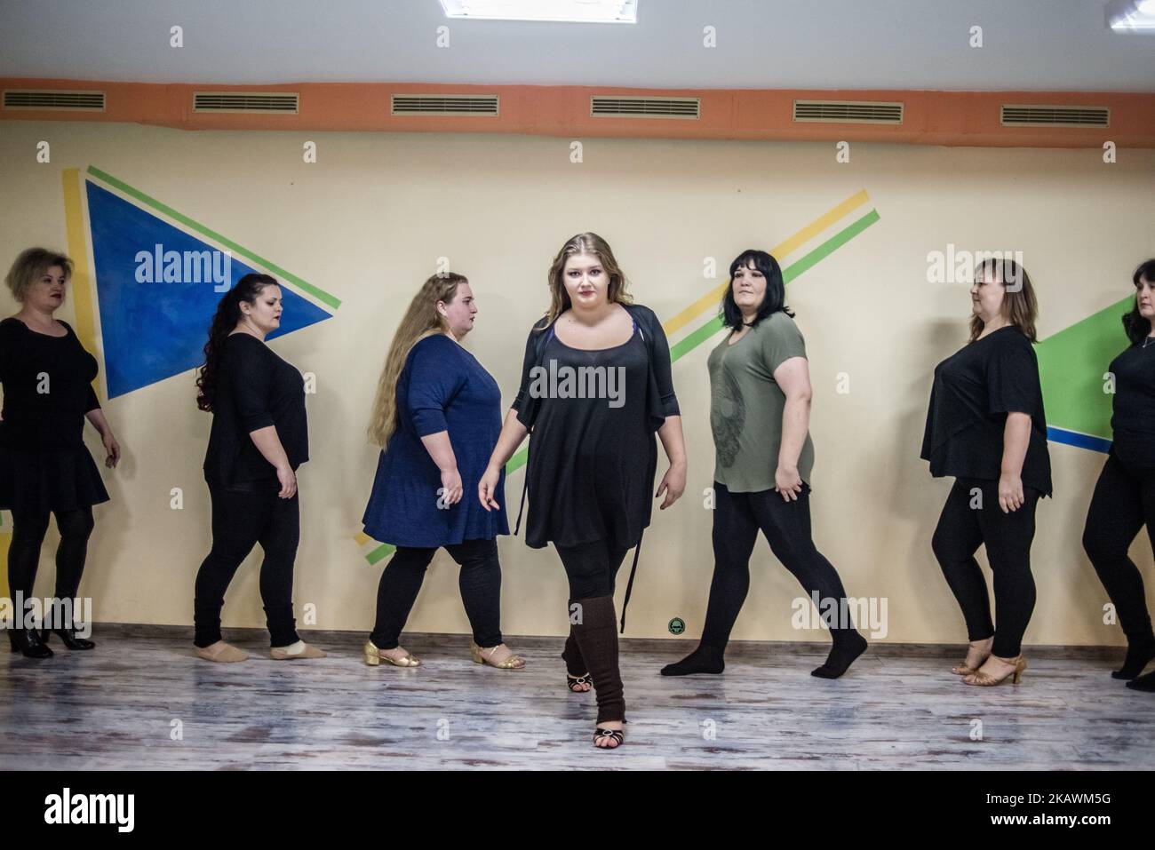 Dancing lesson at the Big Size Dance school in Kiev, Ukraine, on ...