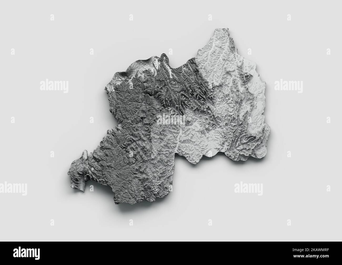 Rwanda Map Flag Shaded relief Color Height map on white Background 3d ...