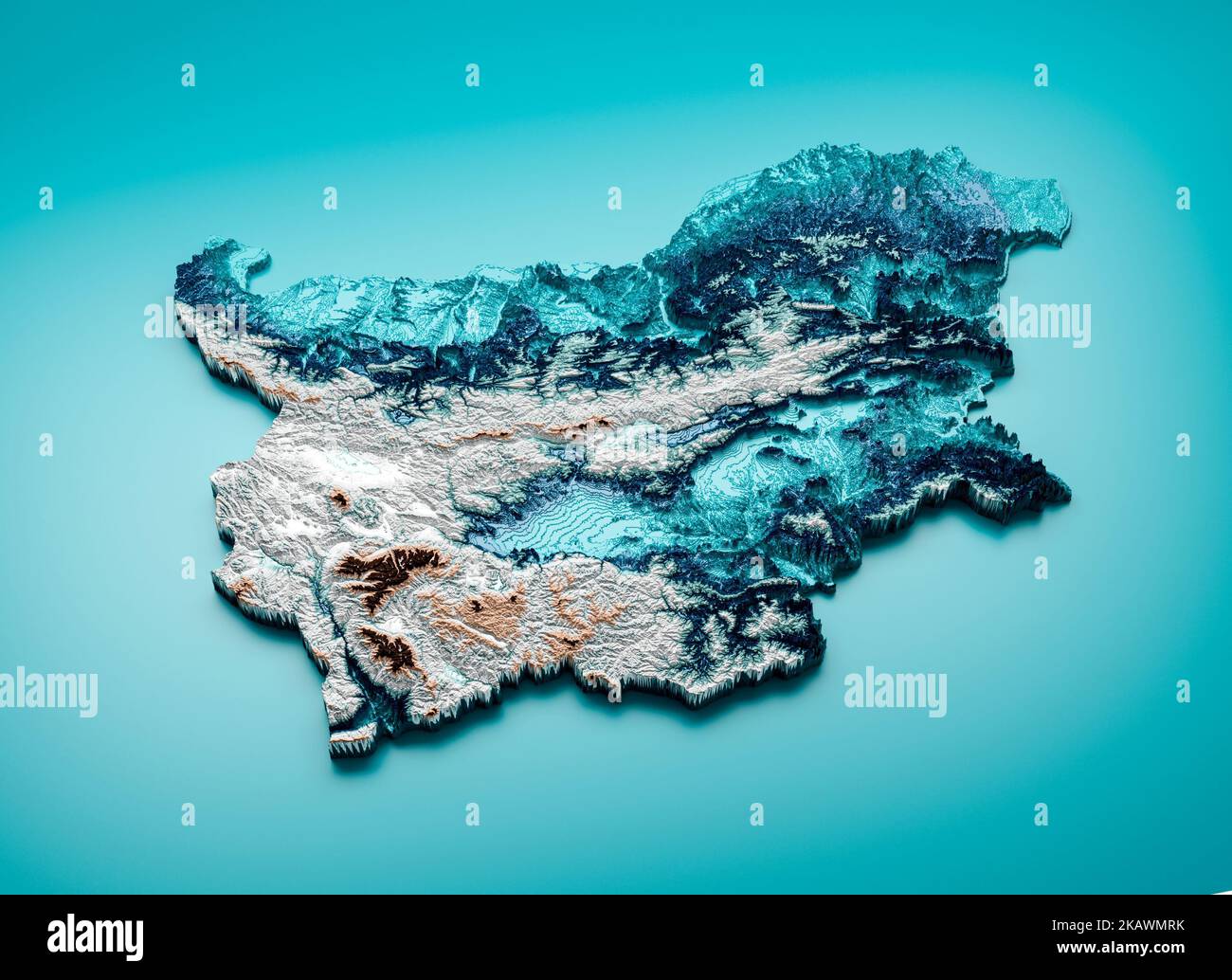 Topographic Bulgaria Map Hypsometric Elevation tint Spectral Shaded ...