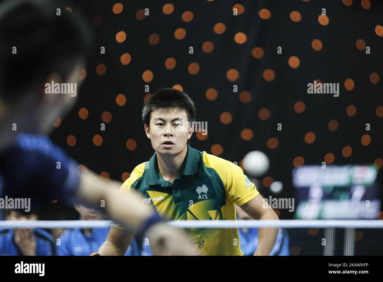 Heming HU of Australia during ITTF World Cup match between Sangsu LEE ...