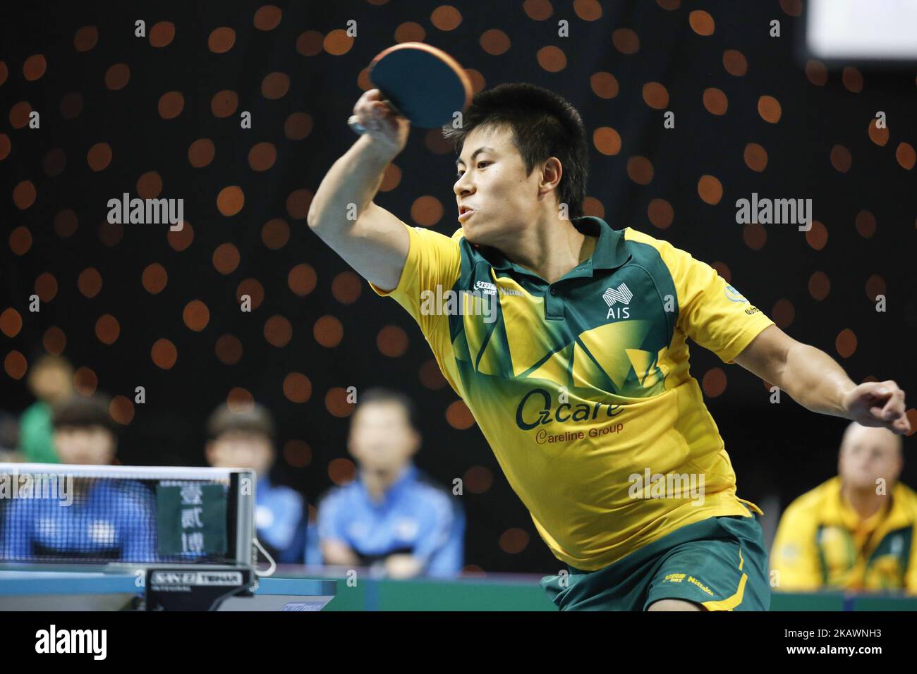 Heming HU of Australia during ITTF World Cup match between Sangsu LEE ...