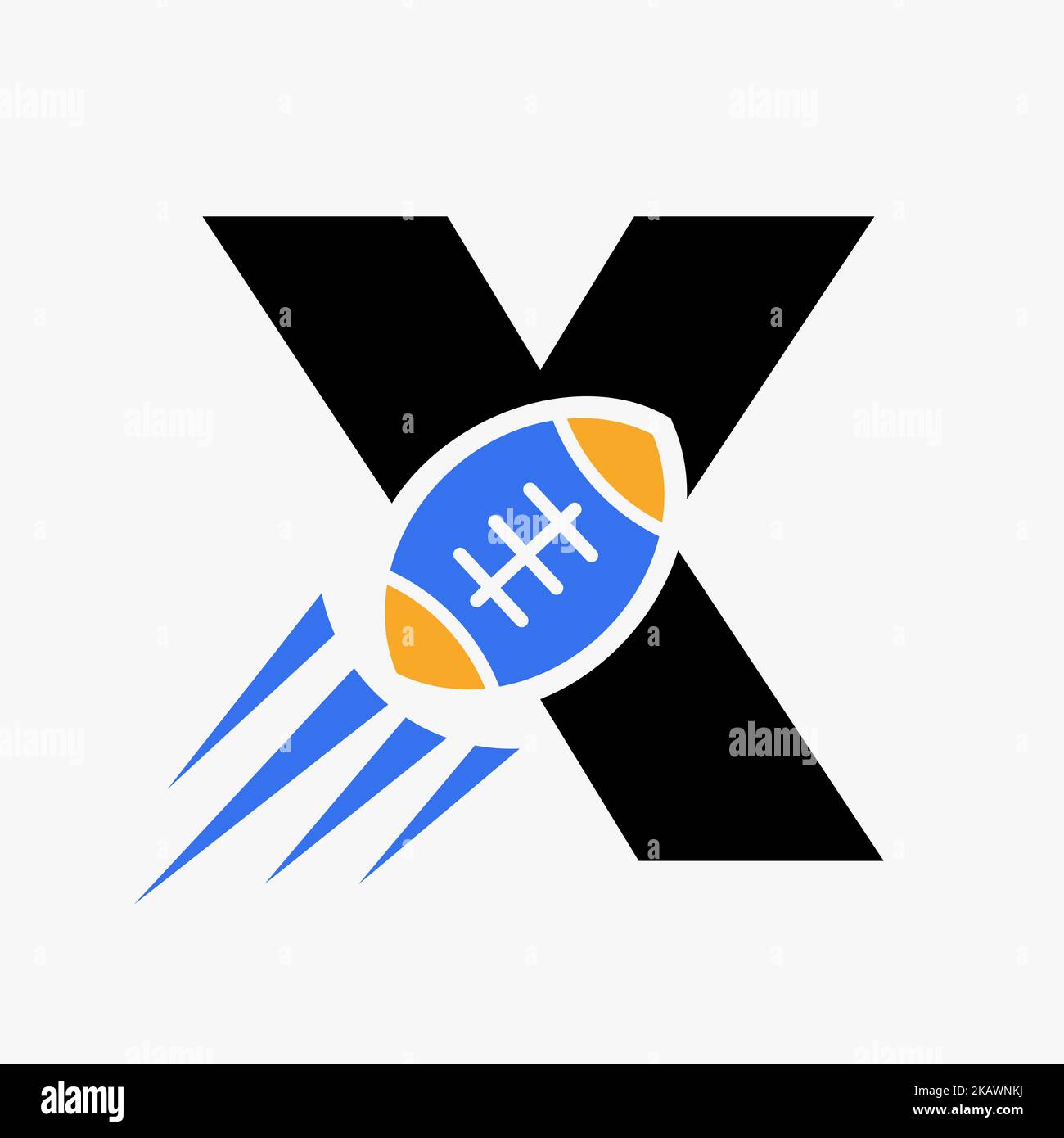 Letter X Rugby Logo Concept With Moving Rugby Ball Icon. Rugby Sports ...