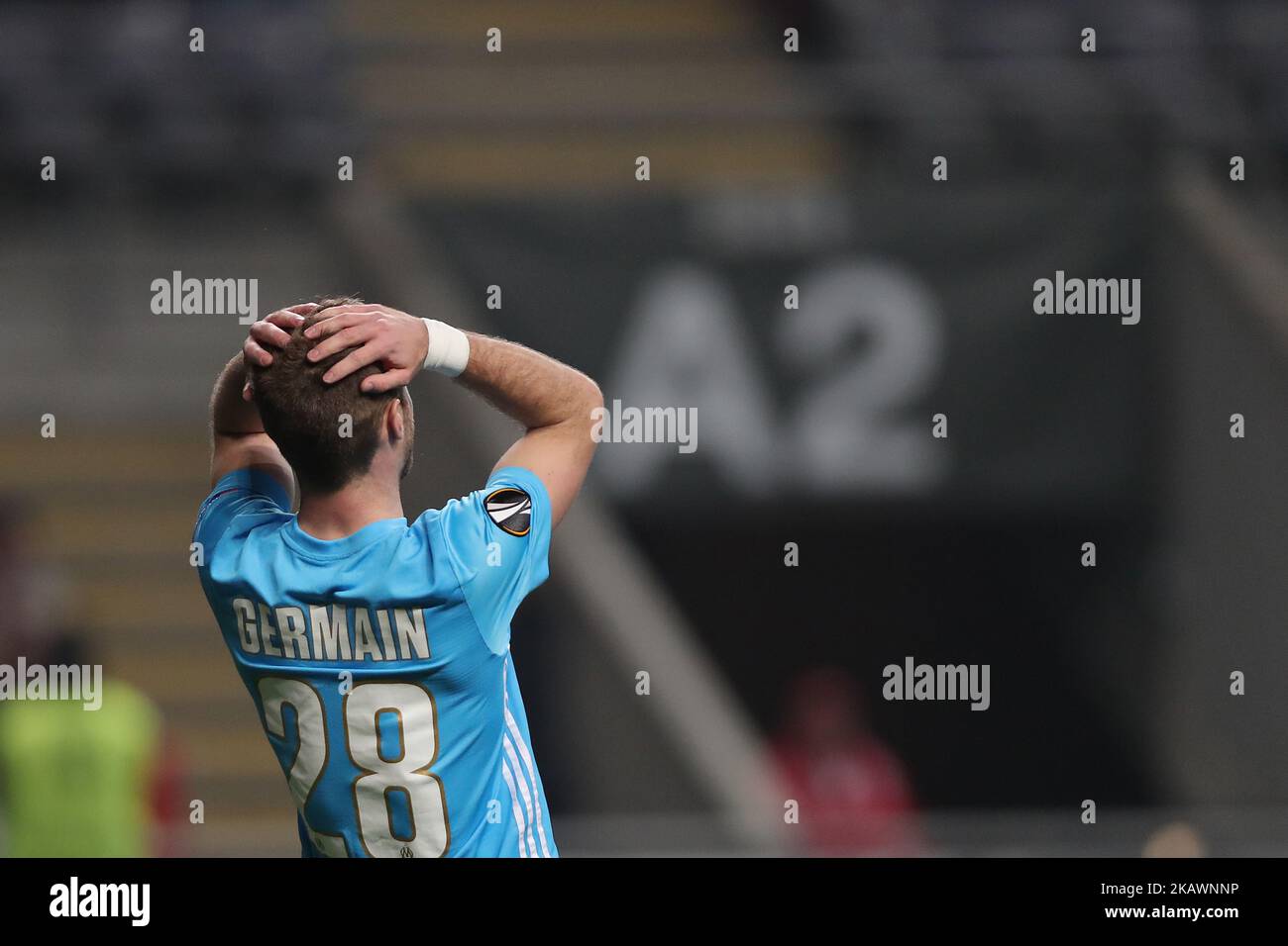 Marseille's French forward Valere Germain reacts during the UEFA Europa ...