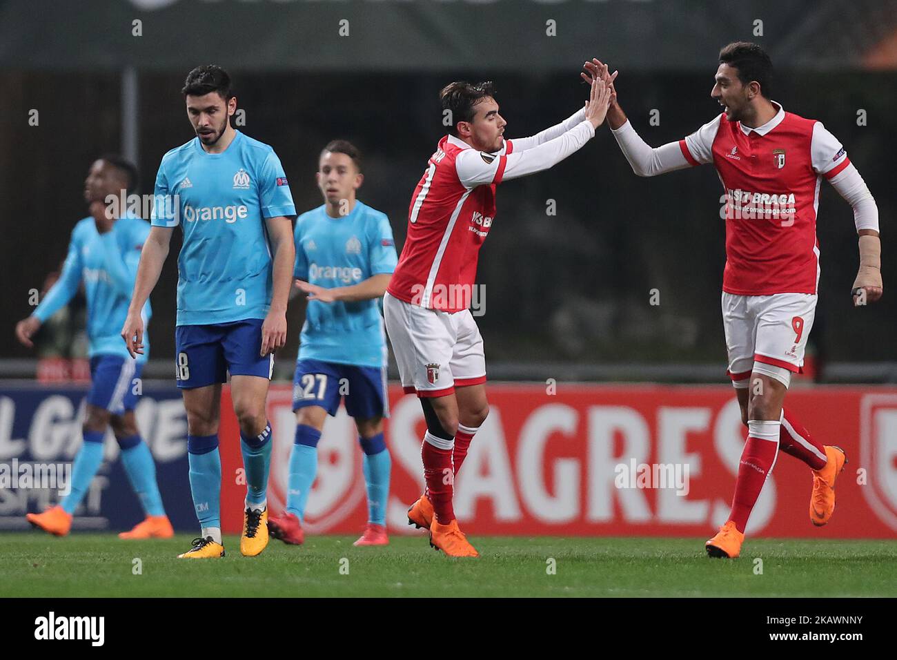 Braga's Portuguese forward Ricardo Horta celebrates Braga's Egiptian ...