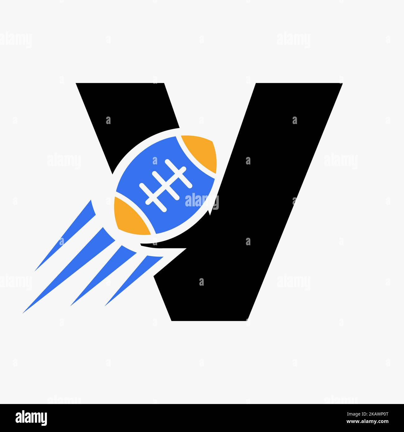 Letter V Rugby Logo Concept With Moving Rugby Ball Icon. Rugby Sports ...