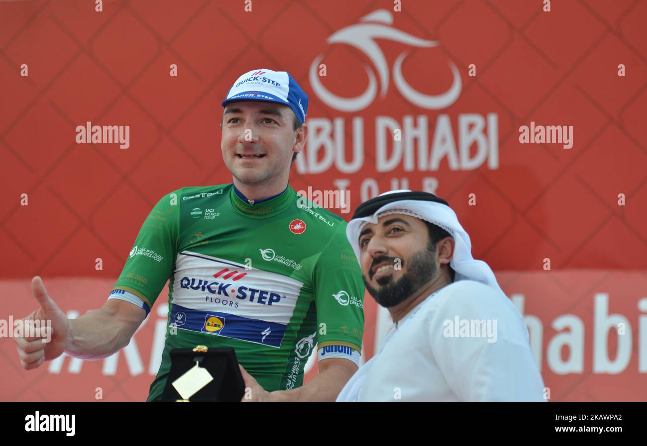 Italy's Elia Viviani from Quick Step Floors poses for a picture with ...