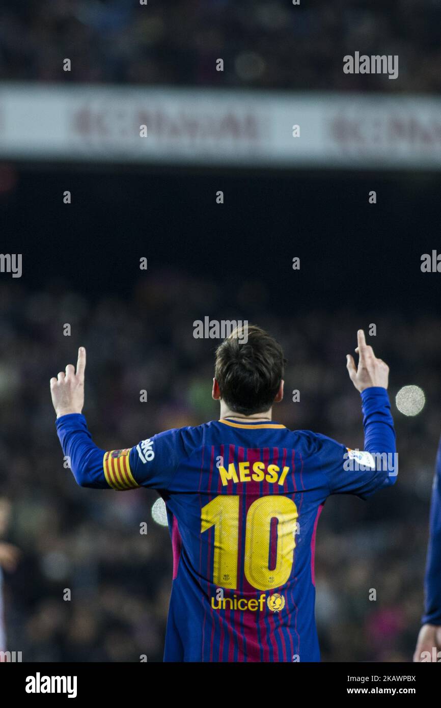 Leo Messi from Argentina celebrating his goal during La Liga match ...