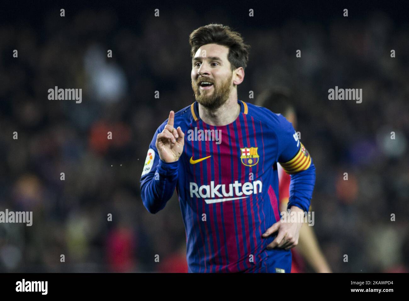 Leo Messi from Argentina celebrating his goal during La Liga match ...