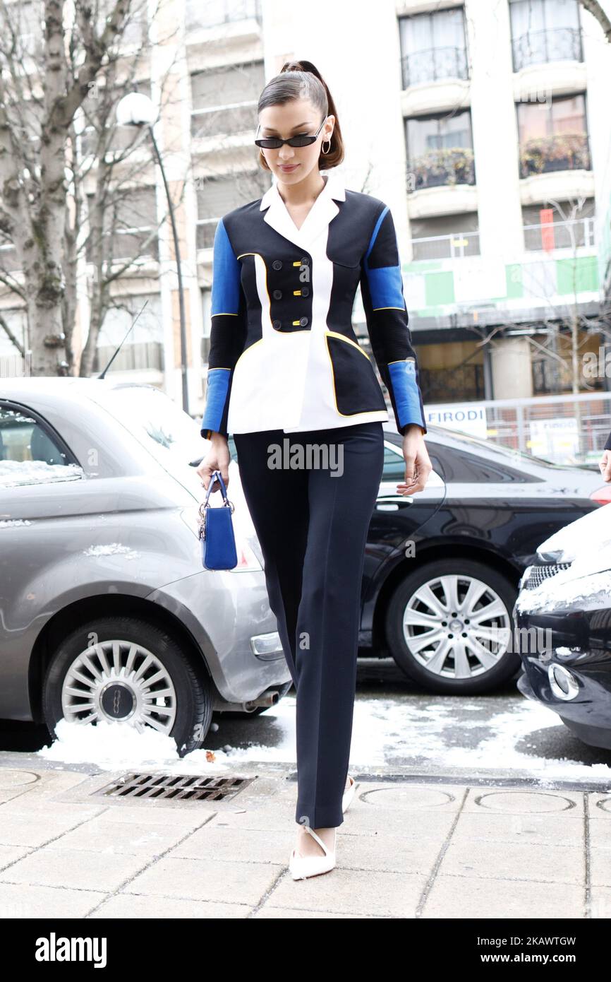 Model Bella Hadid is seen leaving the Royal Monceau hotel in Paris ...