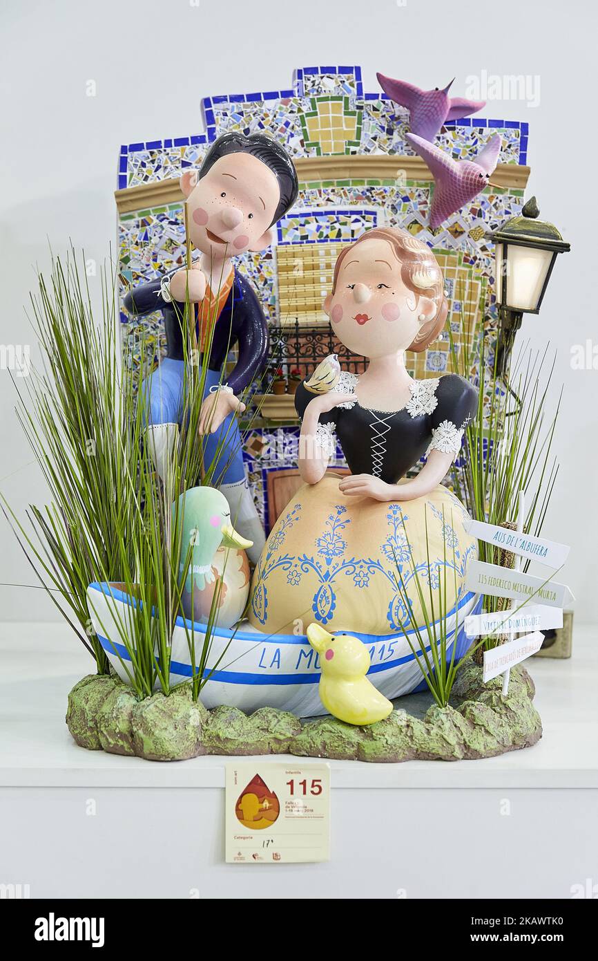 'Ninots' (puppets) depicting Valencia traditional scene is displayed ...