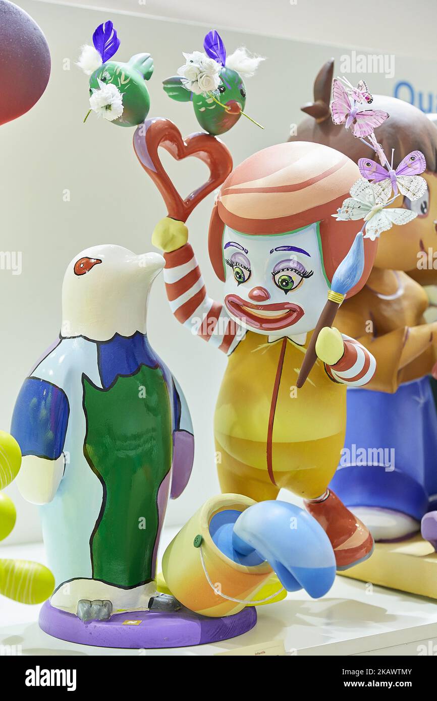 A 'ninot' (puppet) depicting Ronald McDonald is displayed during the ...