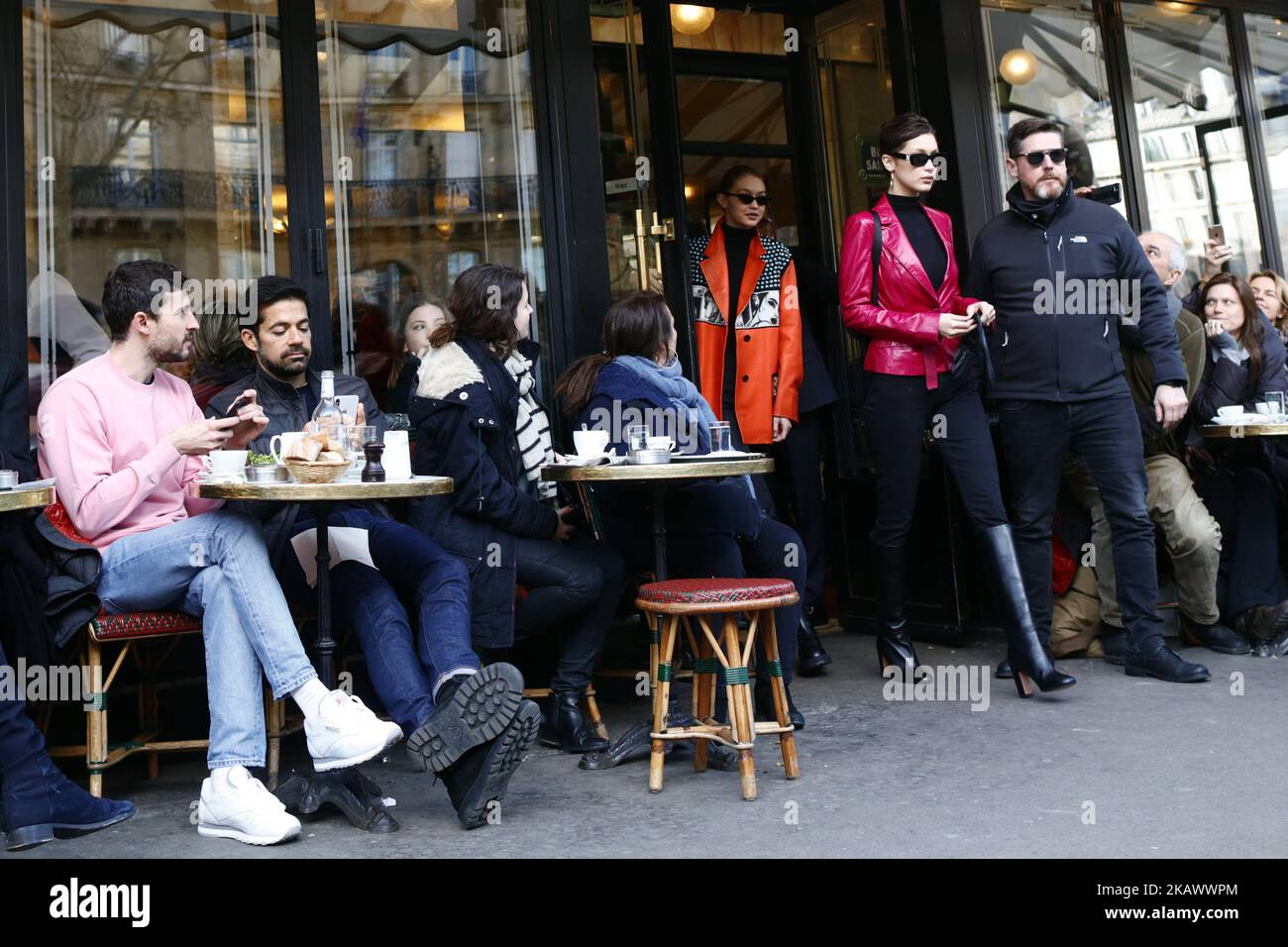 Model Gigi Hadid and Bella Hadid leave the Café Flore in Paris, France ...