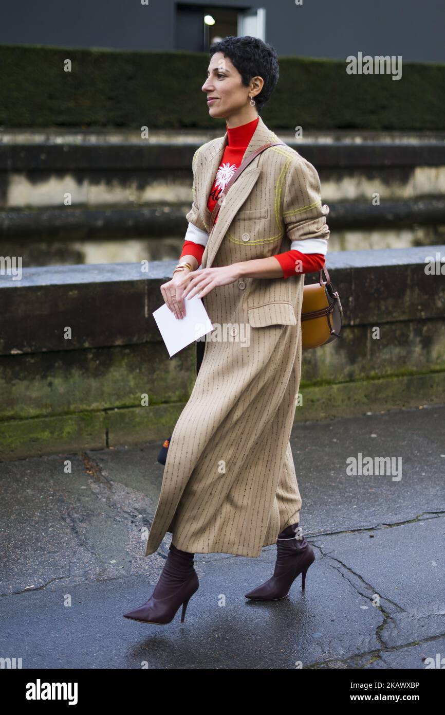 Yasmin Sewell is seen after the Valentino show at Invalides on March 4 ...