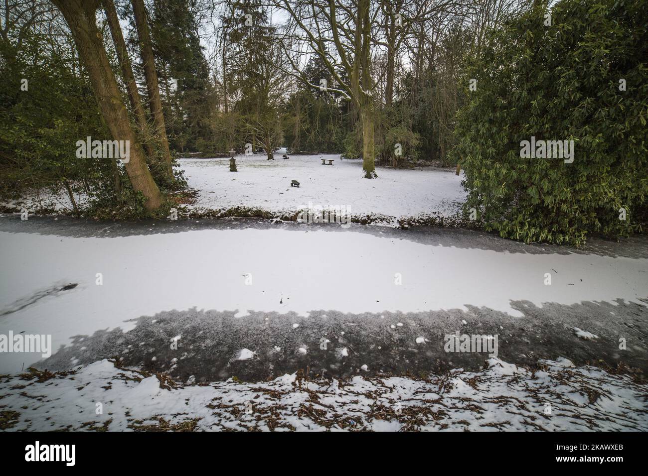 Day images after a heavy snowfall in Eindhoven city, The Netherlans, on ...