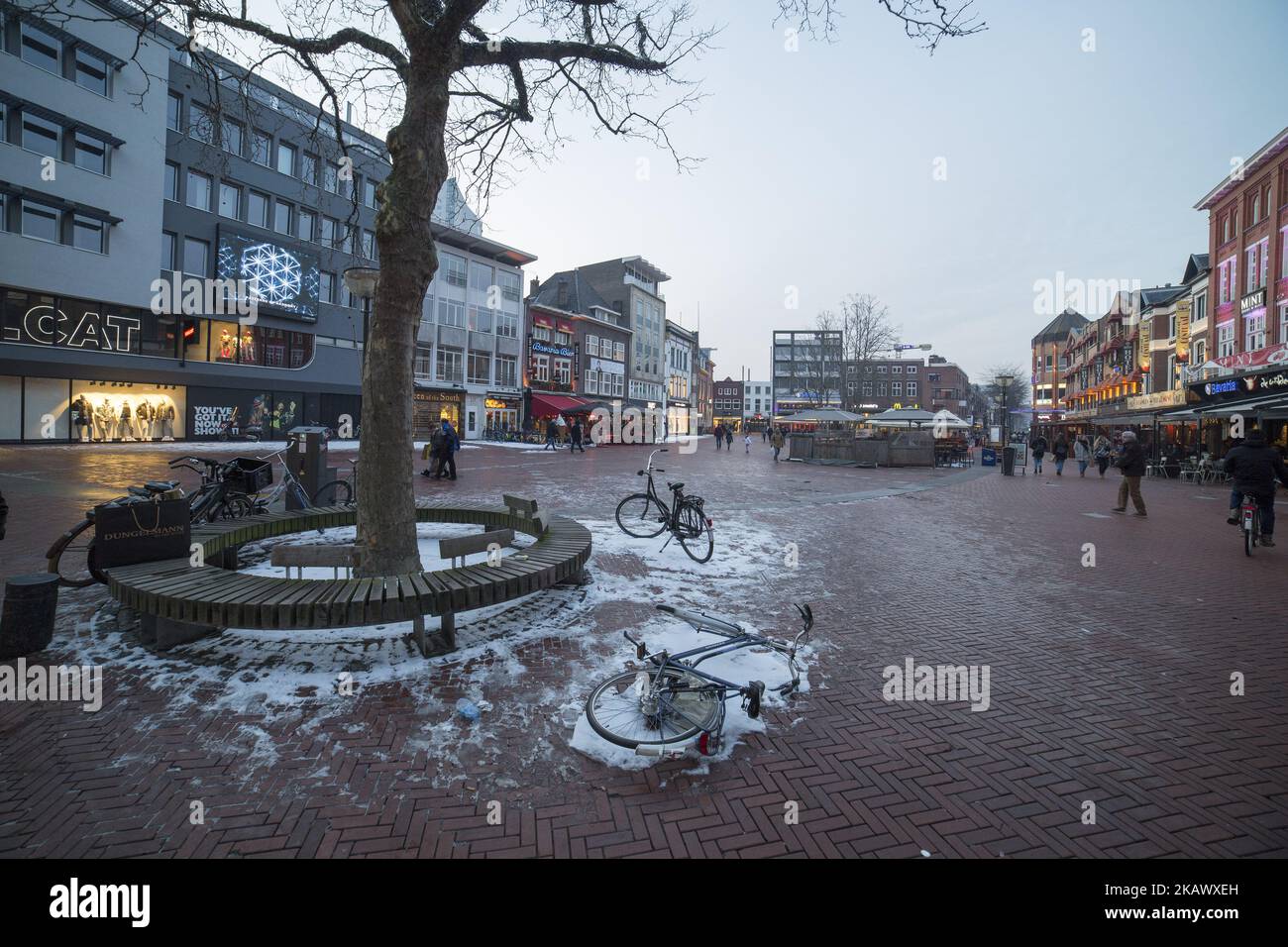 Day images after a heavy snowfall in Eindhoven city, The Netherlans, on ...