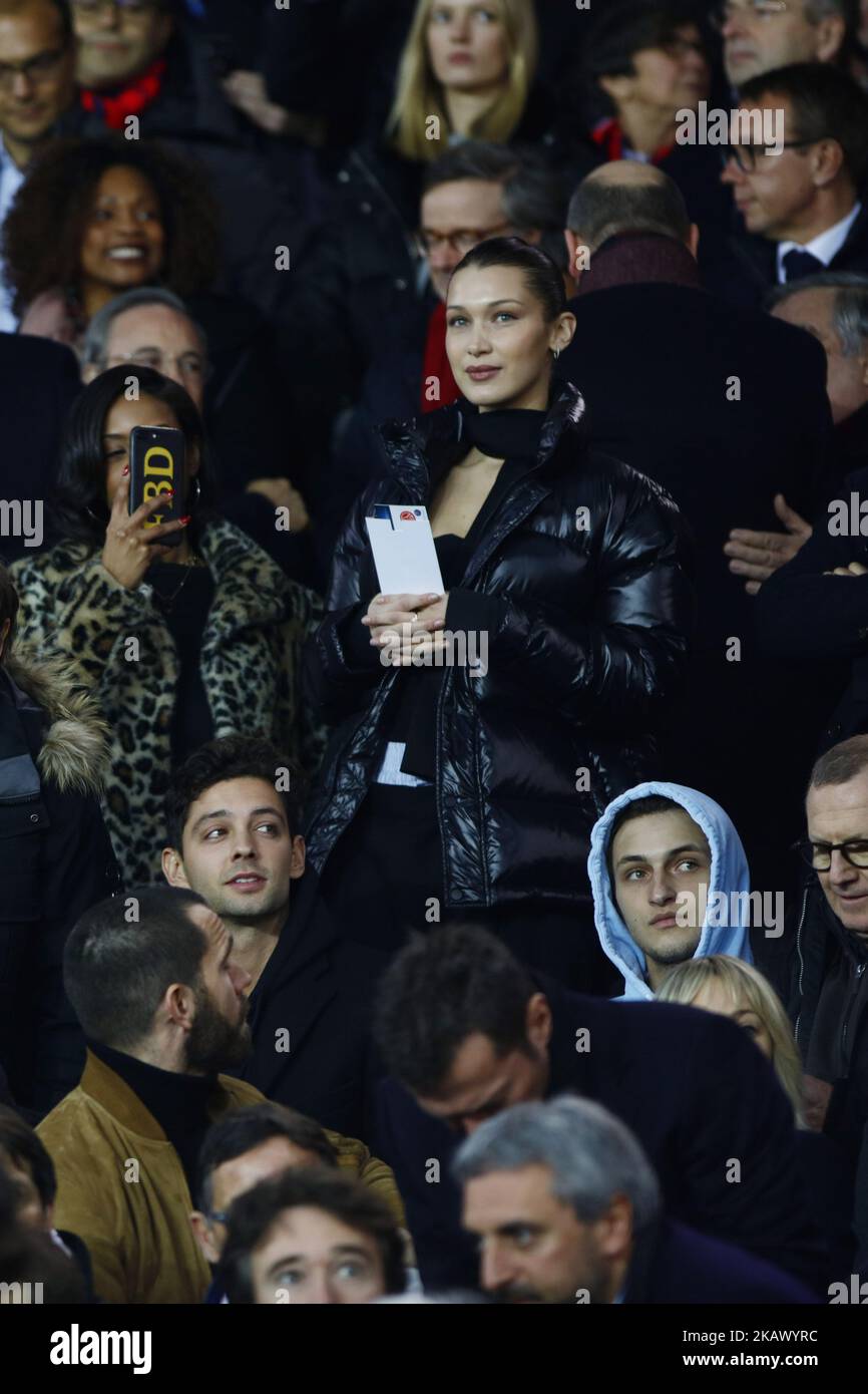 Bella Hadid is seen during the UEFA Champions League, round of 16, 2nd ...