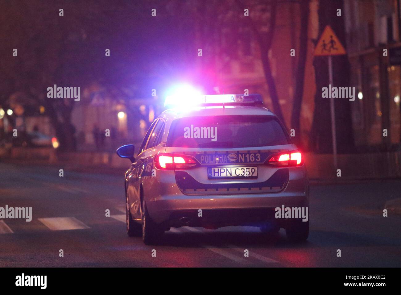 Opel Astra Police car during the 'Manifa' march is seen in Gdansk ...