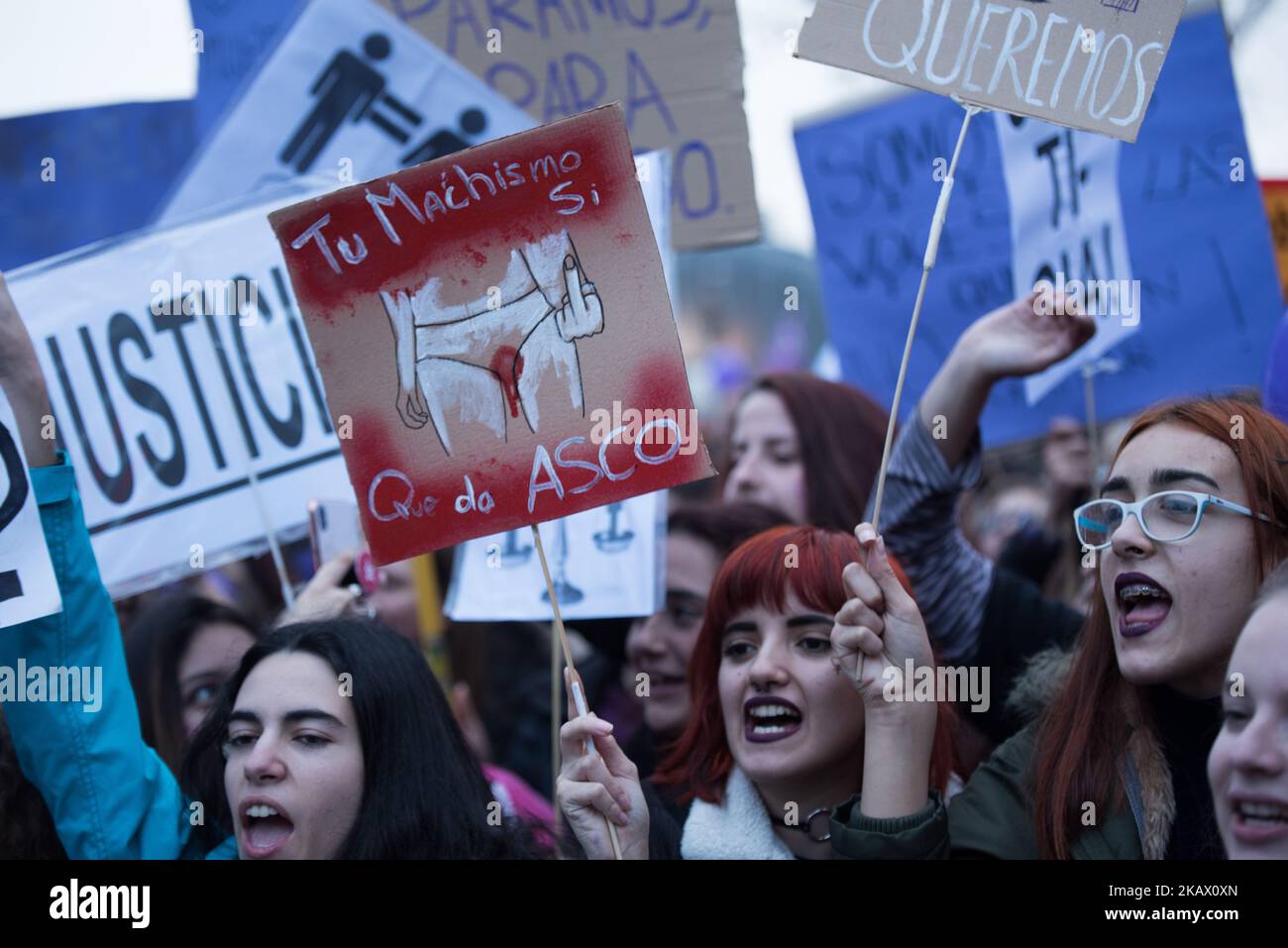 Women shouting angry slogans during the International Women's Day in ...