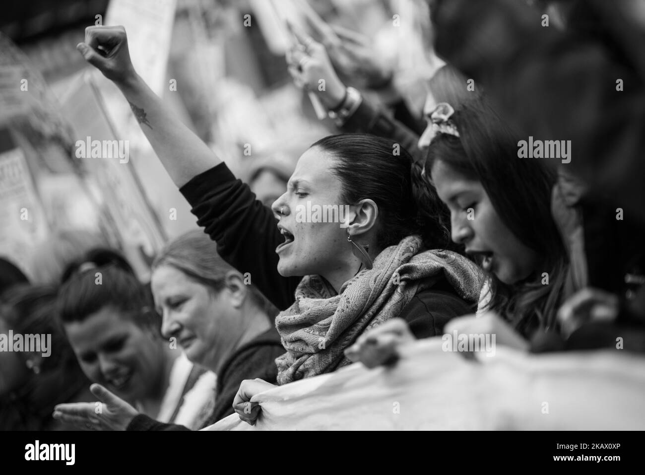 Women shouting angry slogans during the International Women's Day in ...