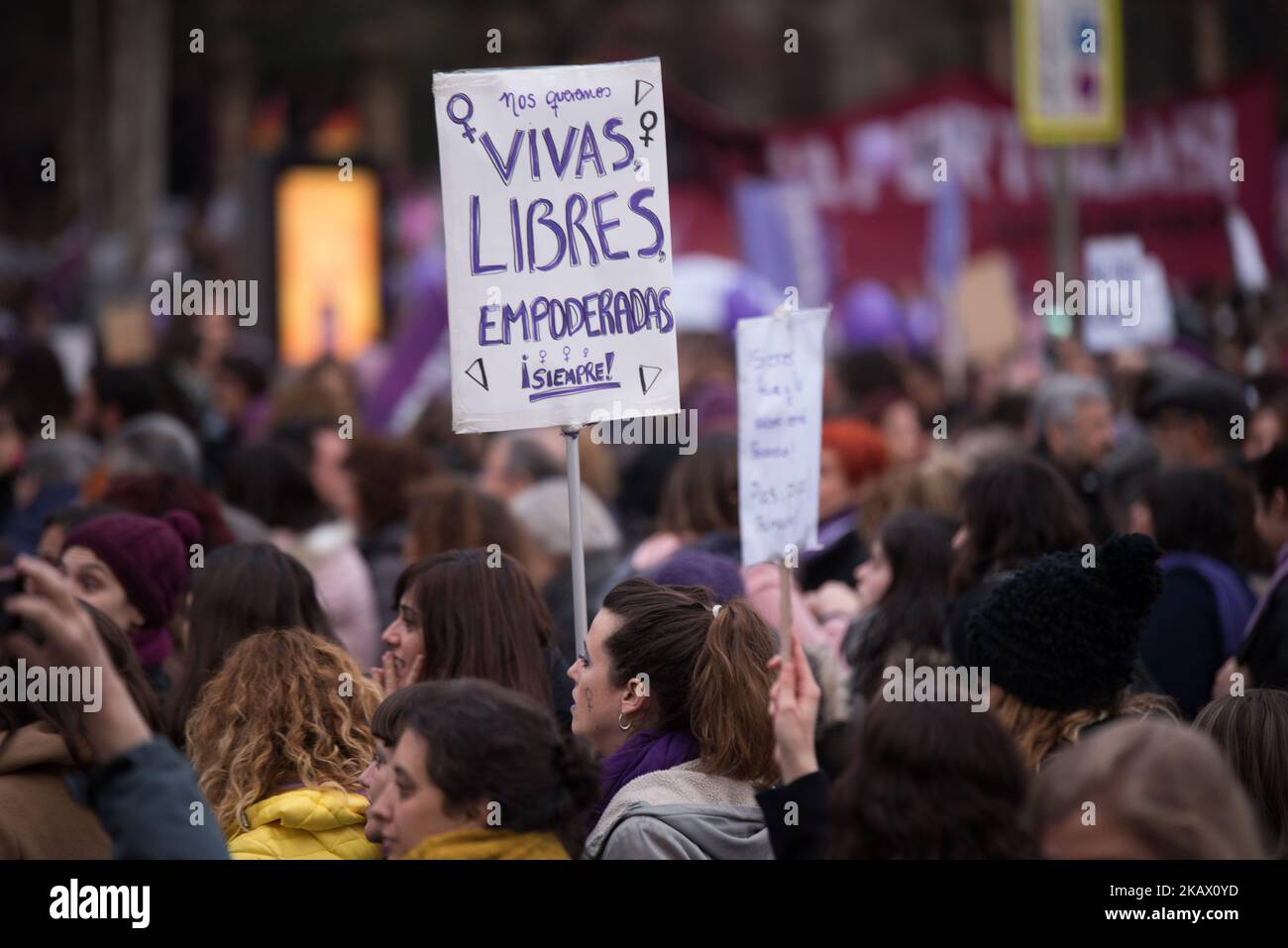 Women shouting angry slogans during the International Women's Day in ...