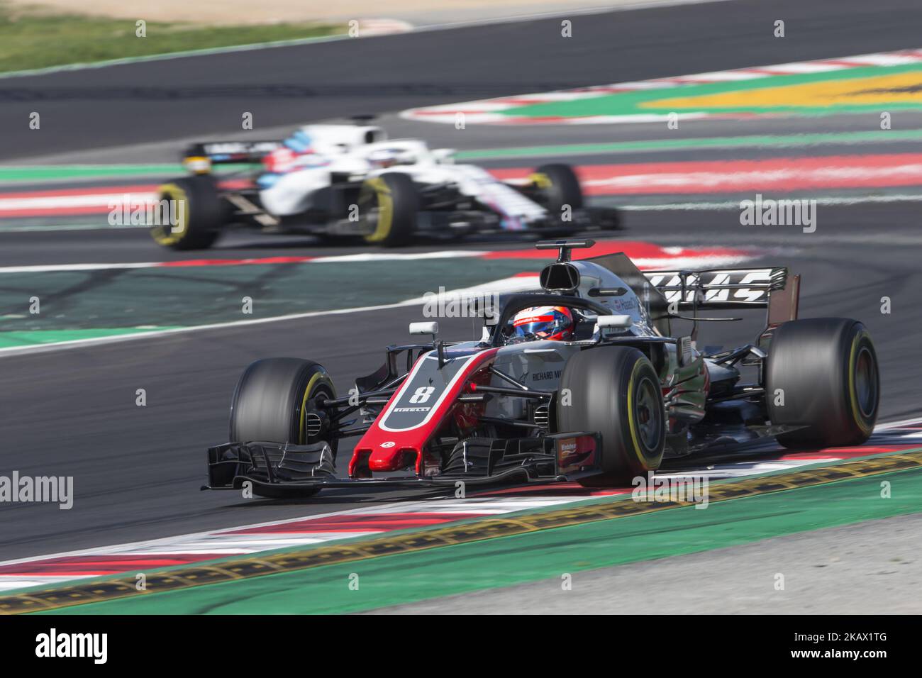 Haas driver Romain Grosjean (8) of France during the test of F1 ...