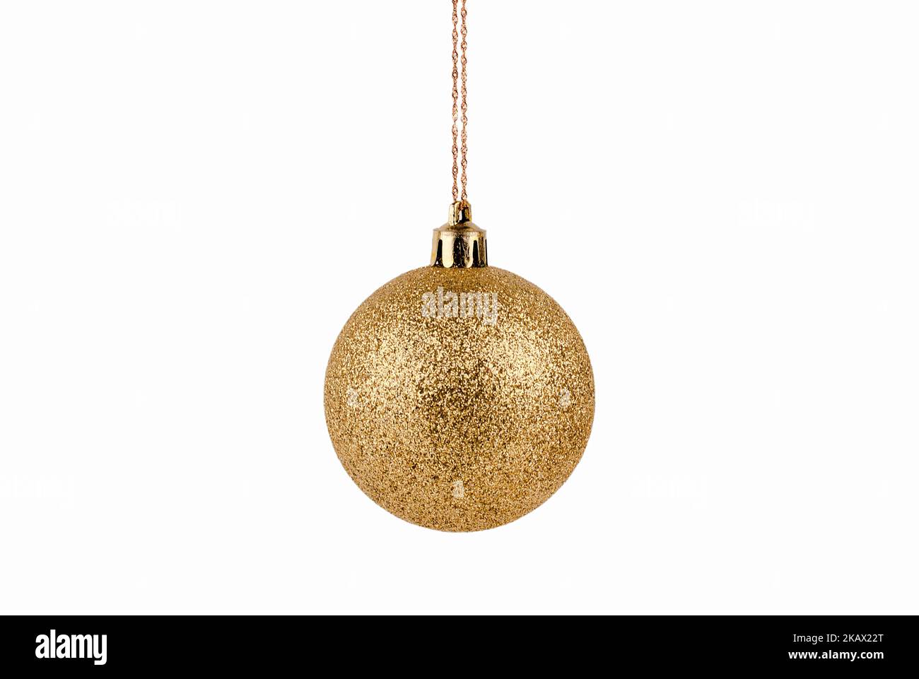 Golden shiny Christmas ball. Christmas and New Year tree toy isolated ...