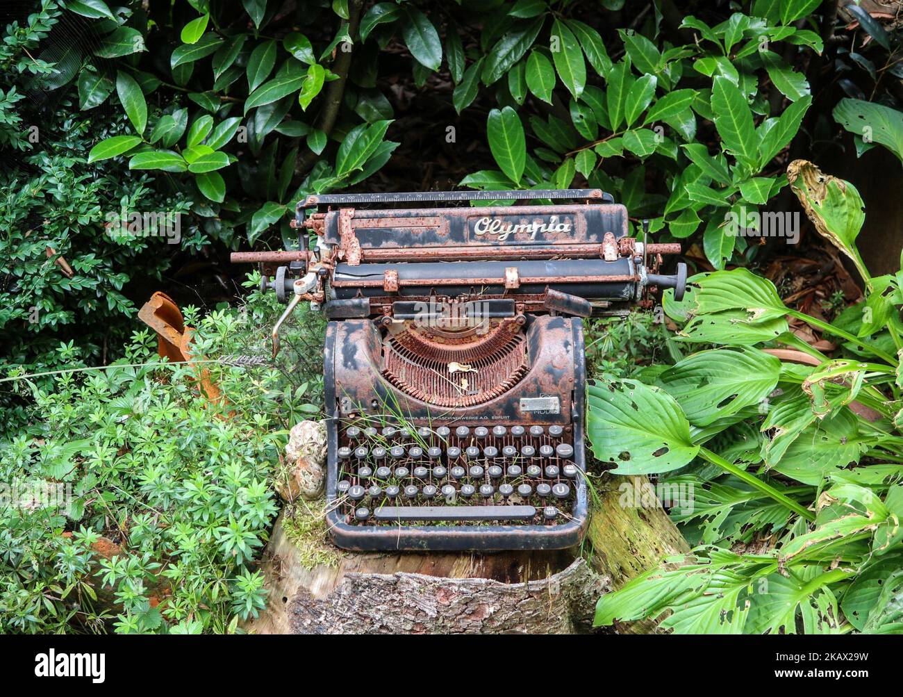 Rusty old Olympia typewriter Stock Photo - Alamy