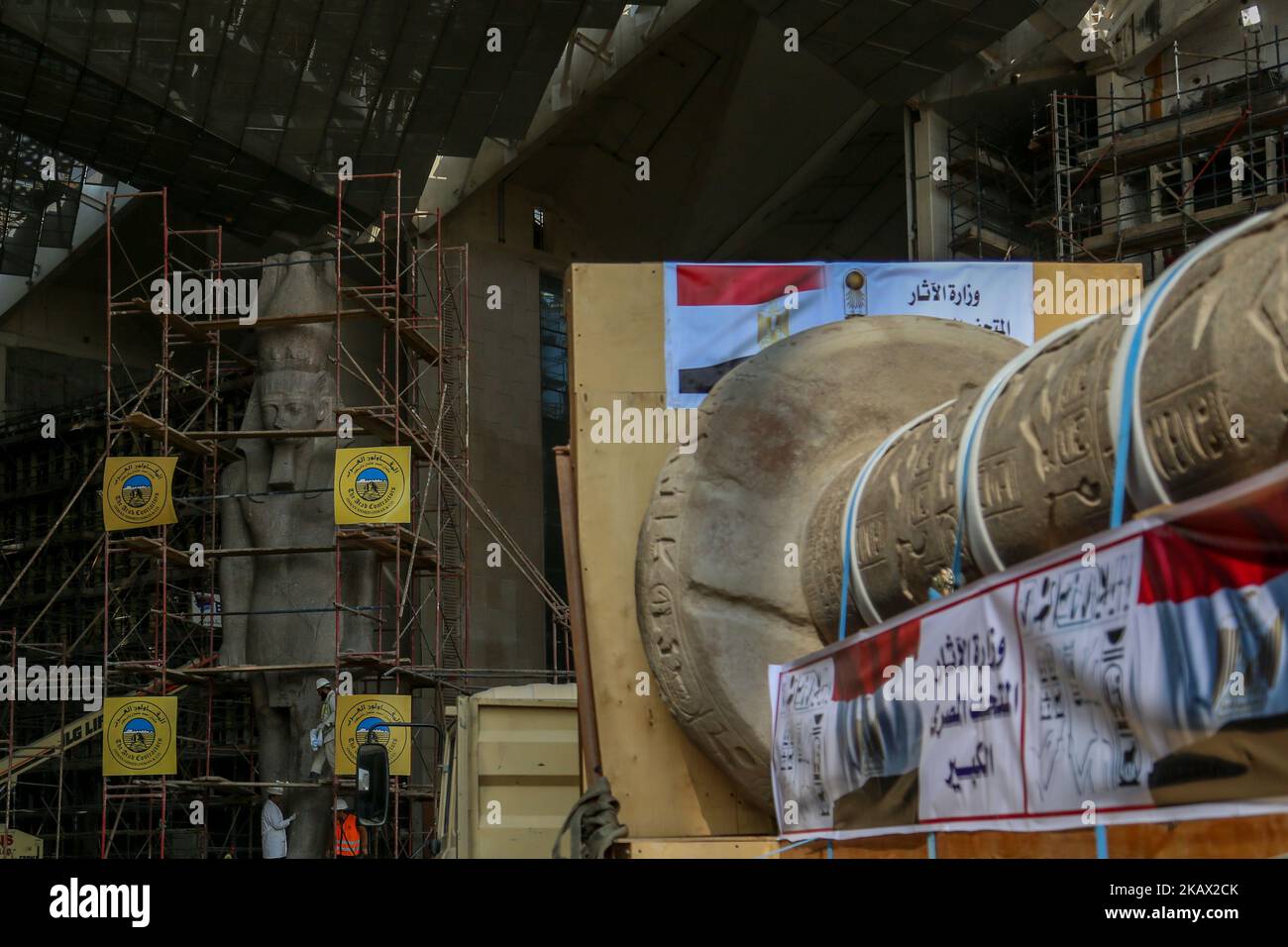 The King Merneptah pillar is loaded onto a truck to be transferred to ...