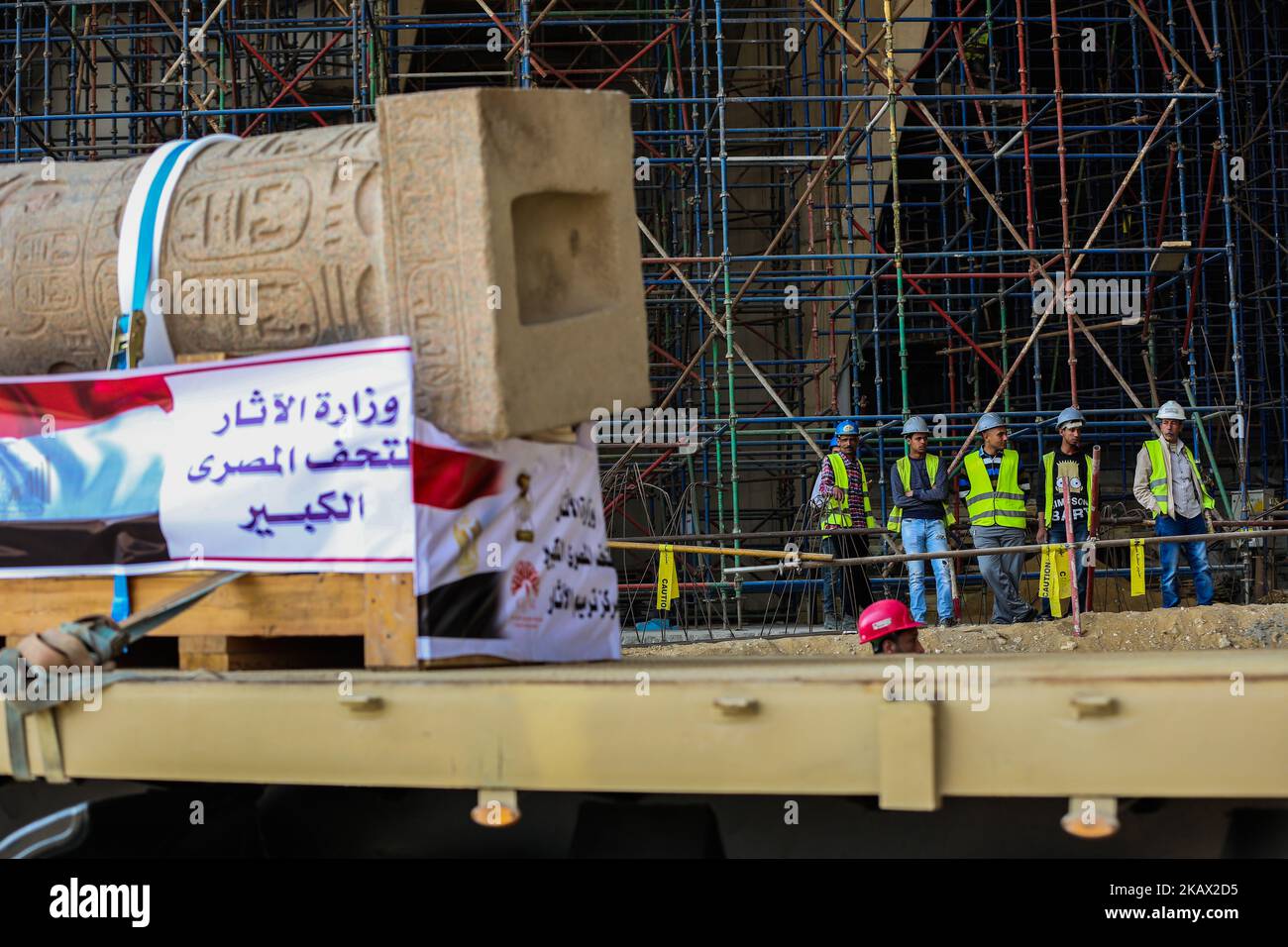 The King Merneptah pillar is loaded onto a truck to be transferred to ...