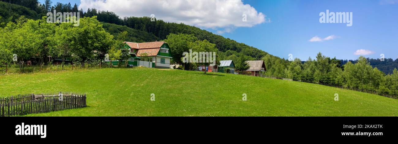 A panoramic landscape from a rural area in Transylvania, Romania Stock ...