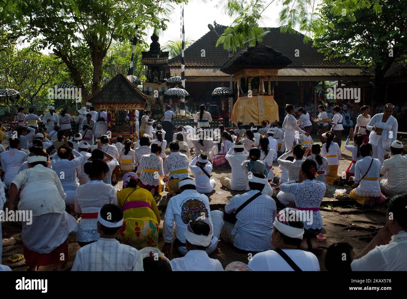 Balinese Hindus are conducting prayers at Petitenget beach on March 14 ...