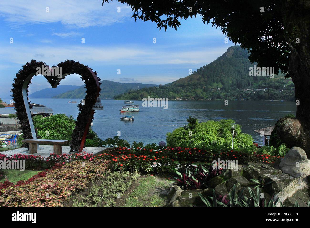 View of Lake Toba. Lake Toba is the largest volcanic lake in Southeast ...