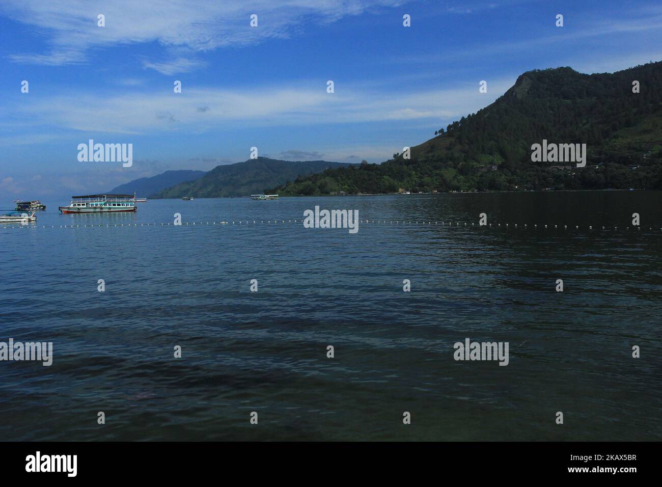 View of Lake Toba. Lake Toba is the largest volcanic lake in Southeast ...