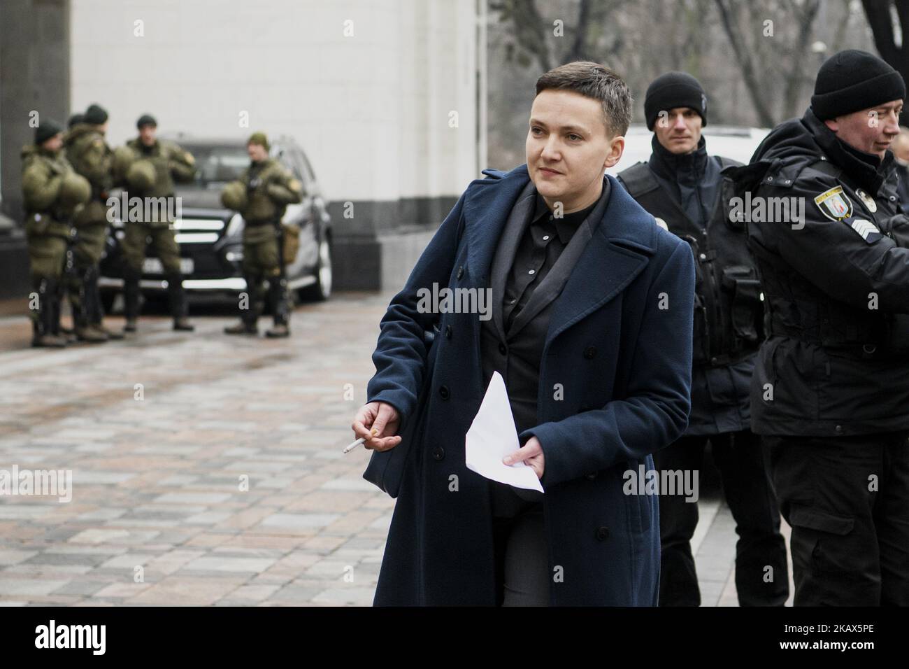 Member of Ukrainian parliament Nadiya Savchenko near Ukrainian ...