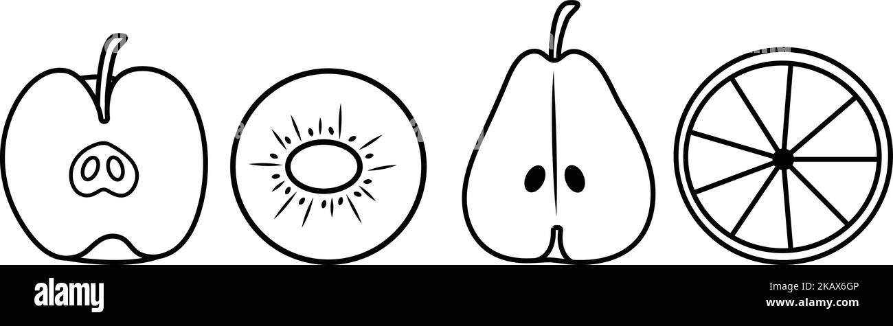 A vector illustration of a set of cut fruits Stock Vector Image & Art ...