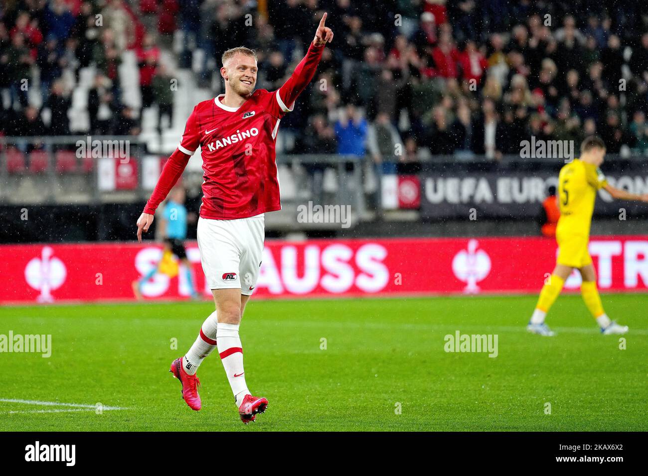 ALKMAAR - Jens Odgaard of AZ Alkmaar celebrates the 1-0 during the UEFA ...