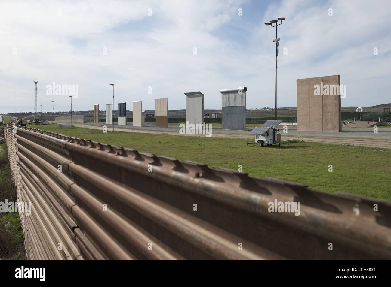 Eight border wall prototypes are on display in Otay Mesa, a community ...