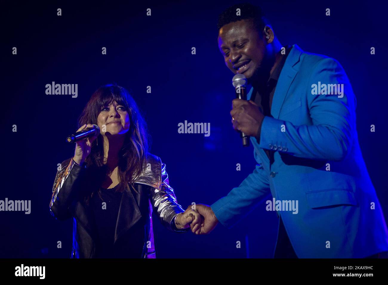 Spanish singer Vanesa Martin performing on stage accompanied by Matias ...