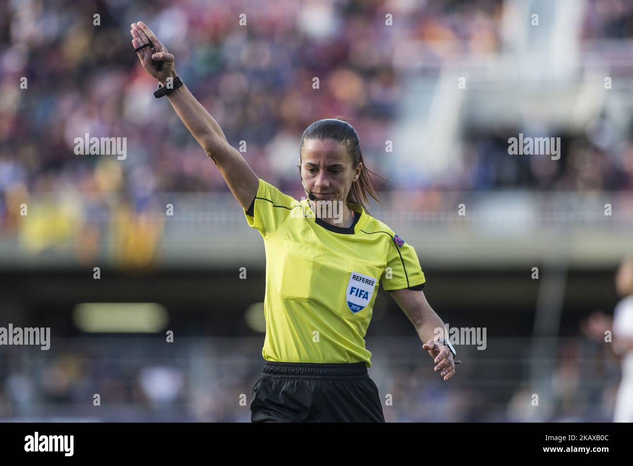 The referee Sandra Bastos during UEFA Women's Champions League 2nd leg ...
